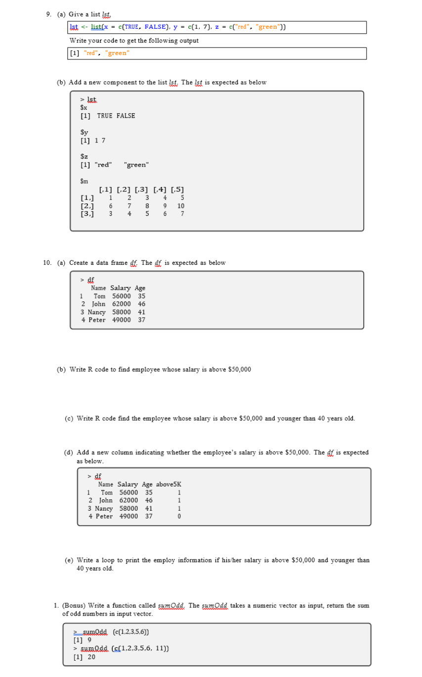 Solved 9. (a) Give a list lst, lst