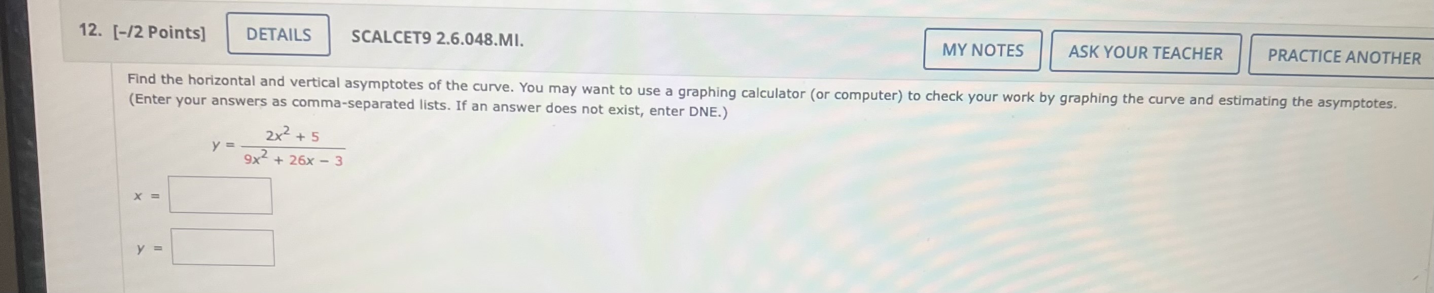 Solved (Enter your answers as comma-separated lists. If an | Chegg.com