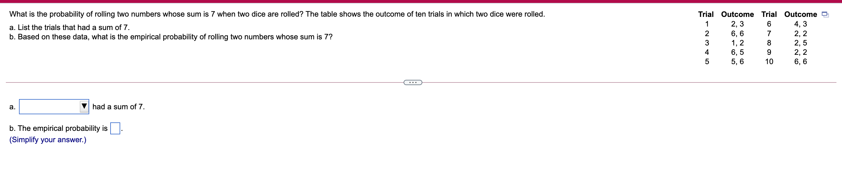 Solved What is the probability of rolling two numbers whose | Chegg.com