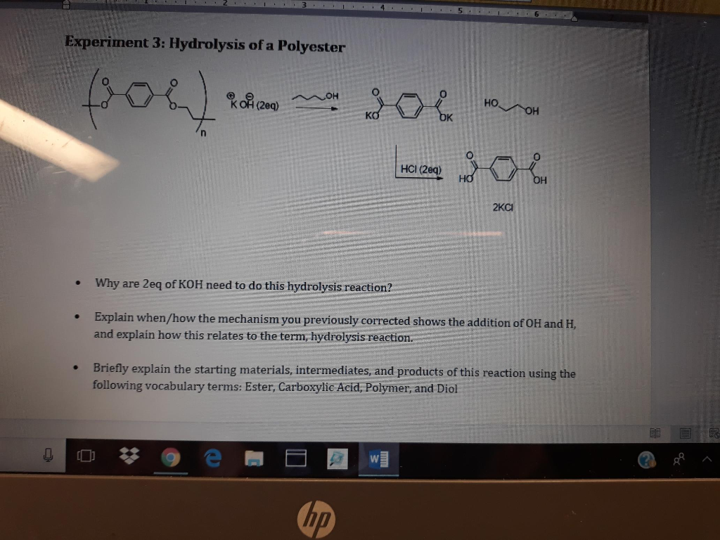 Solved Experiment 3: Hydrolysis of a Polyester HCI (2e0) | Chegg.com