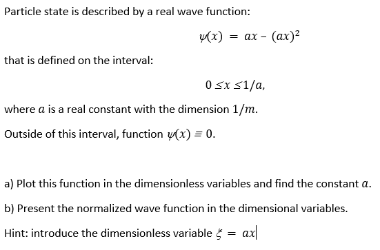 Solved Particle state is described by a real wave function: | Chegg.com