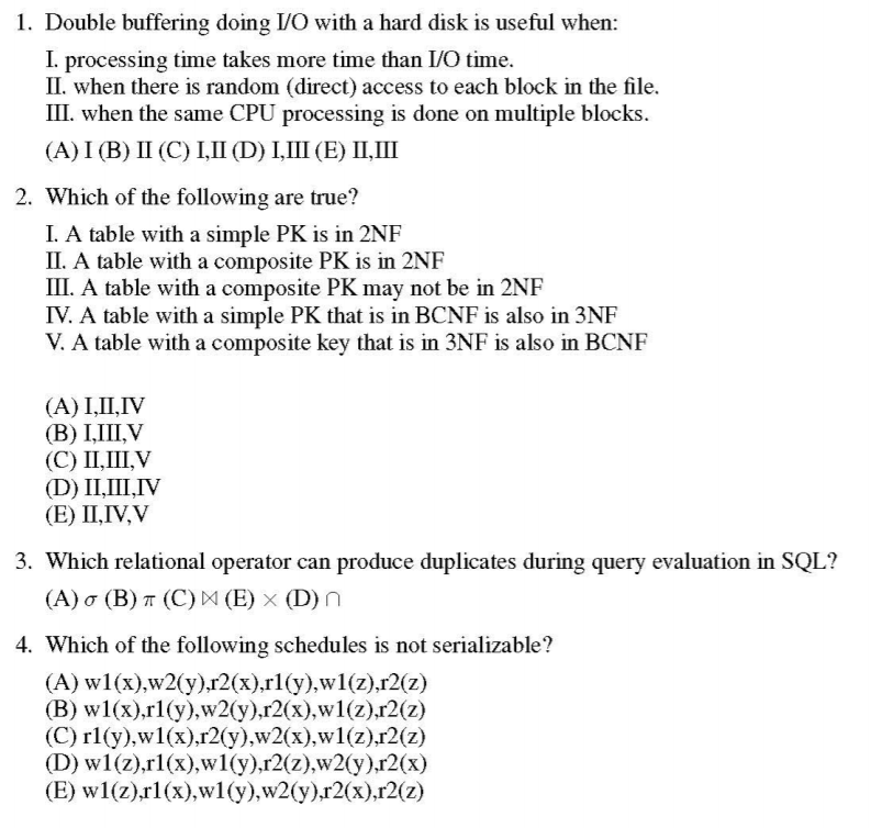 Solved 1. Double buffering doing I/O with a hard disk is | Chegg.com