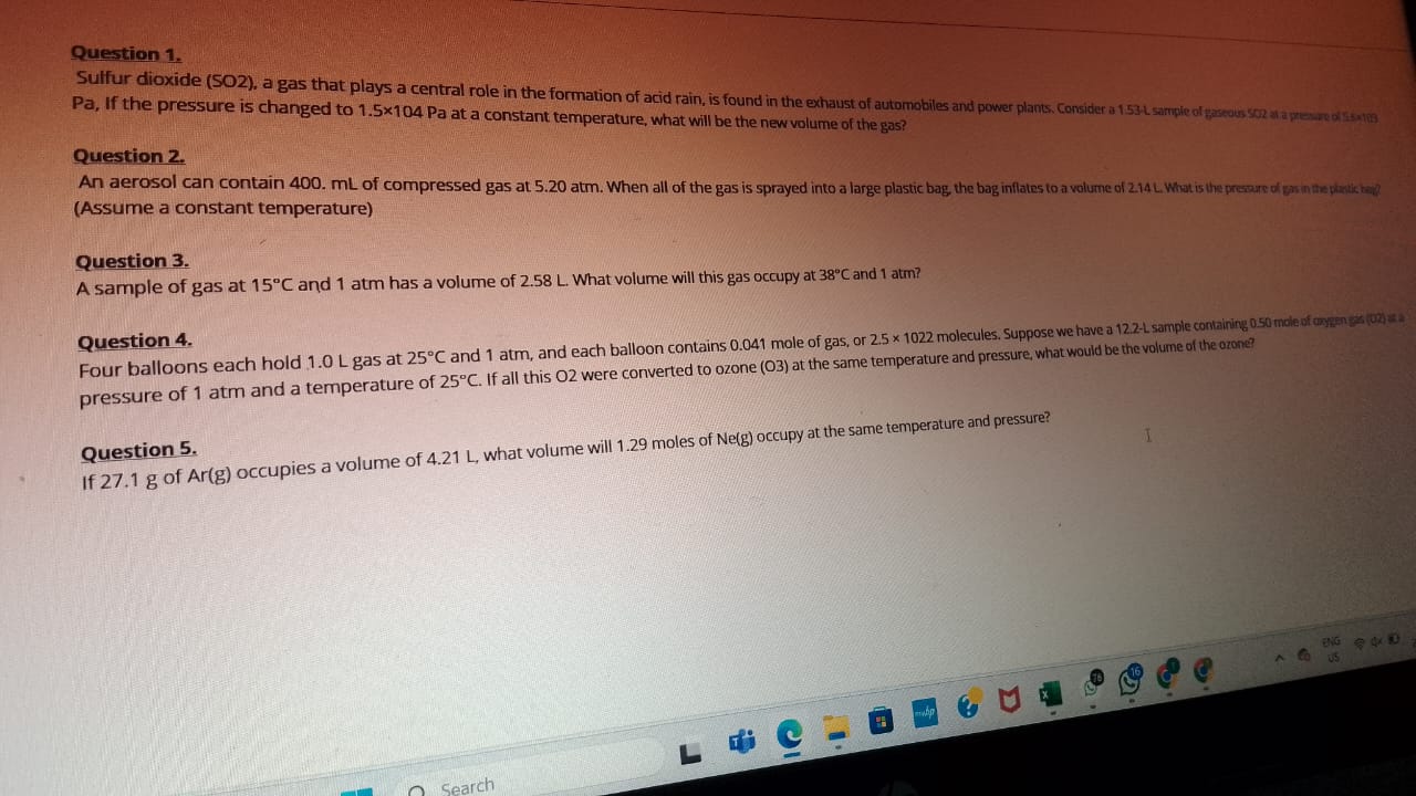 Solved Question 1.Sulfur dioxide (SO2), ﻿a gas that plays a | Chegg.com