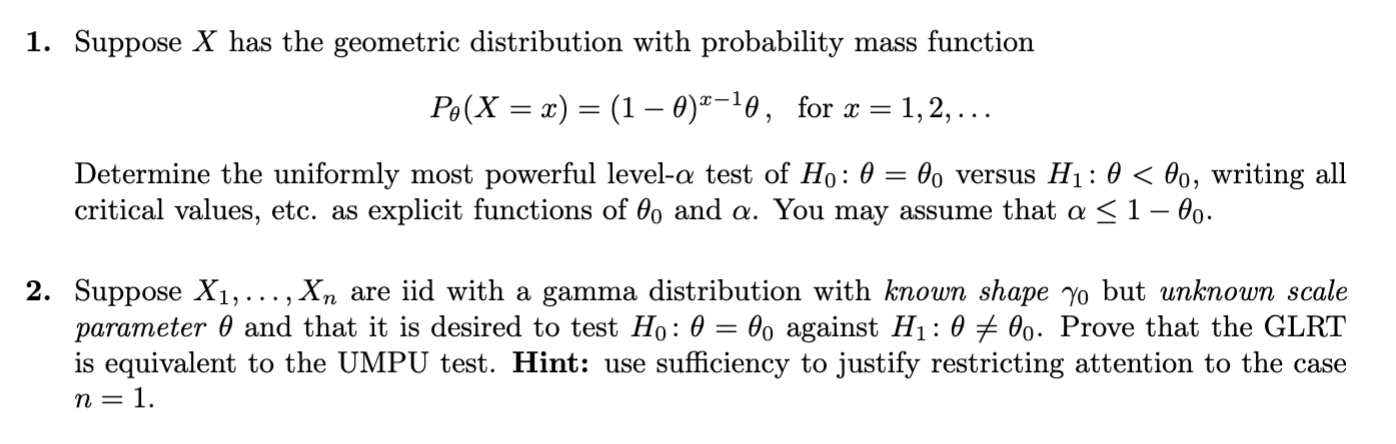 Solved 1. Suppose X has the geometric distribution with | Chegg.com