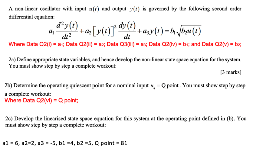 Solved A non-linear oscillator with input u(t) and output | Chegg.com