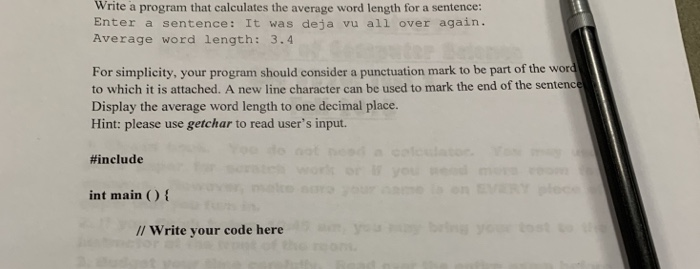 Solved Write A Program That Calculates The Average Word 7419