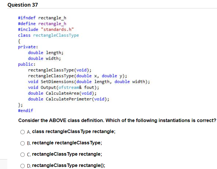 Solved Question 24 Given the partial class definition, | Chegg.com
