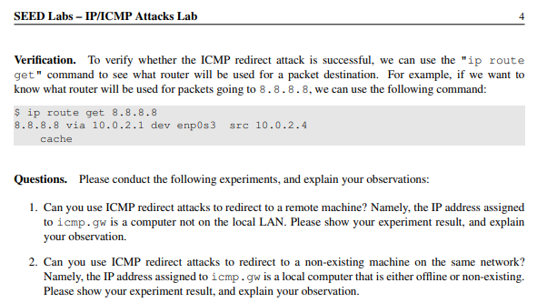 3 Task 2 Icmp Redirect Attack An Icmp Redirect Is An
