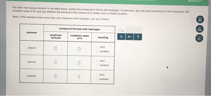 Solved For each main-group element in the table below, | Chegg.com