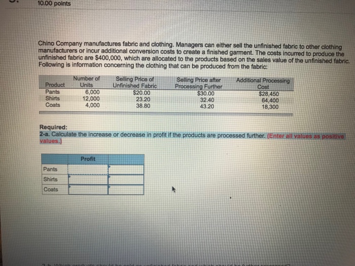 Solved 2-b. Which products should be sold as unfinished | Chegg.com