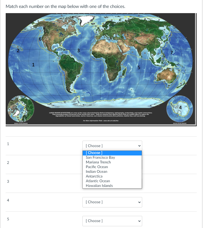 Solved Match each number on the map below with one of the | Chegg.com