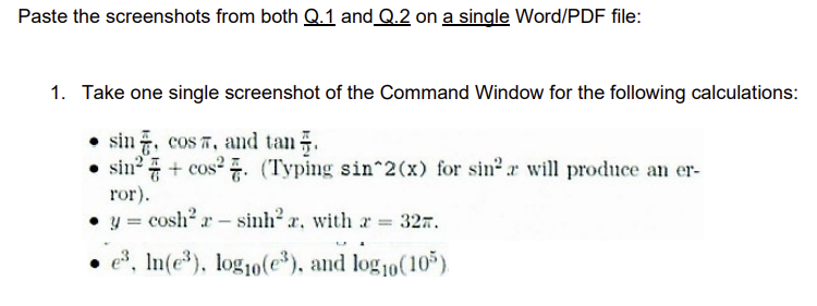 Solved Paste the screenshots from both Q.1 and Q.2 on a | Chegg.com