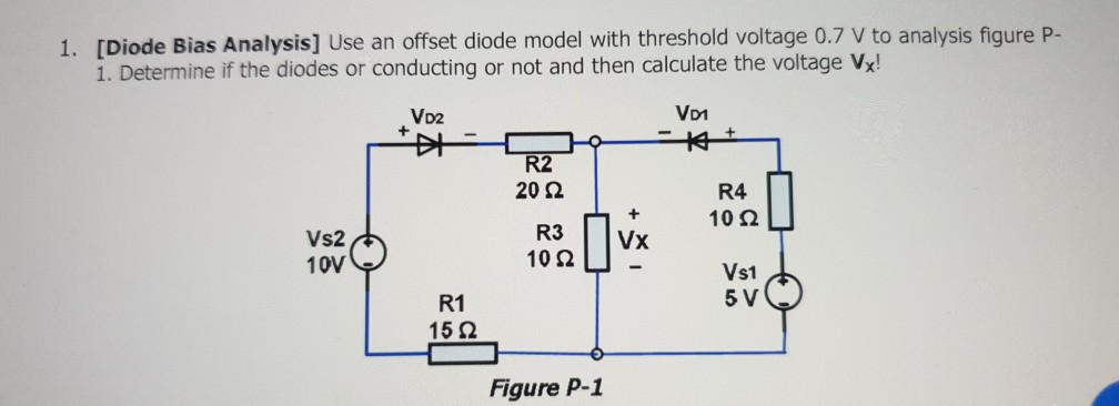 Solved 1. [Diode Bias Analysis] Use an offset diode model | Chegg.com