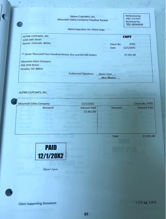 Alpine Cupcakes, Inc. Audit Case Assignments on your | Chegg.com