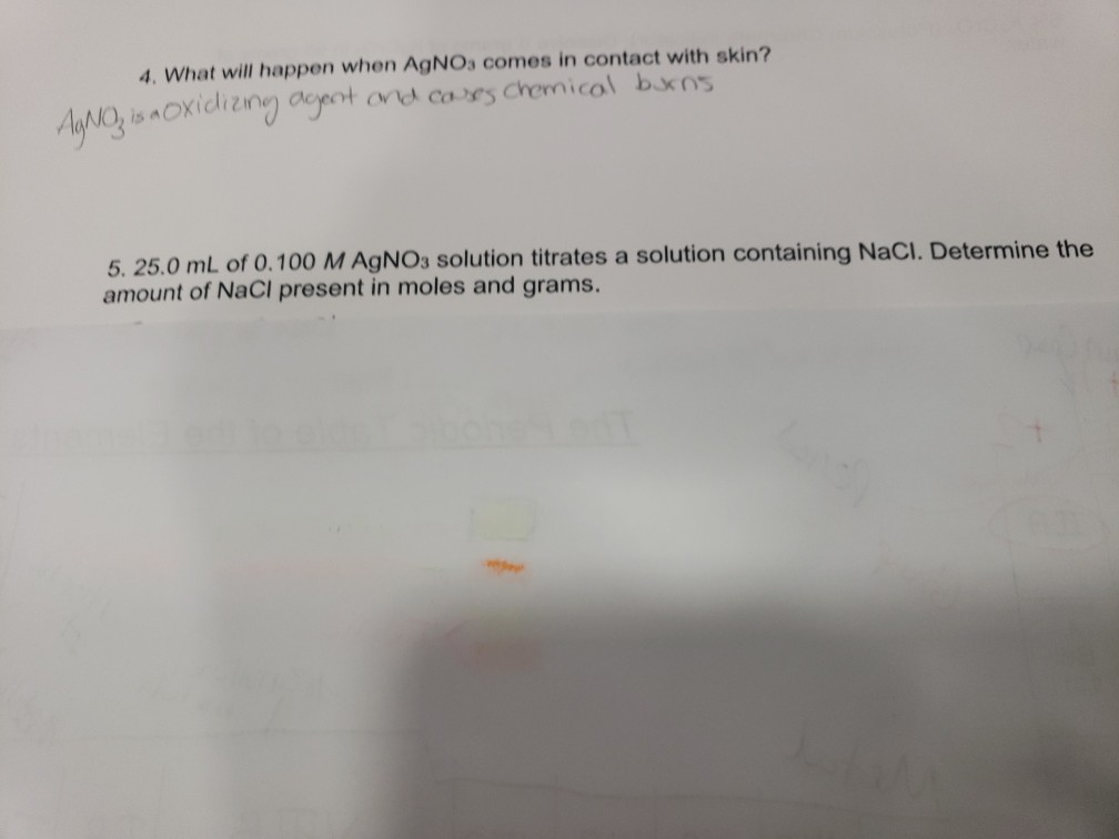 Solved 4. What will happen when AgNO3 comes in contact with | Chegg.com
