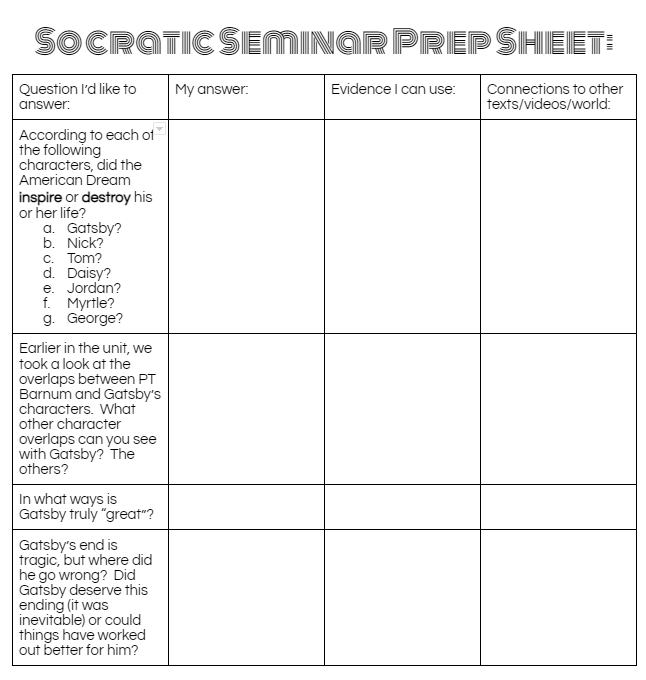 SOCRATIC SEMINAR PREPSHEET: My answer: Evidence I can | Chegg.com