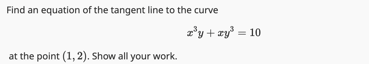 Solved Find an equation of the tangent line to the curve | Chegg.com