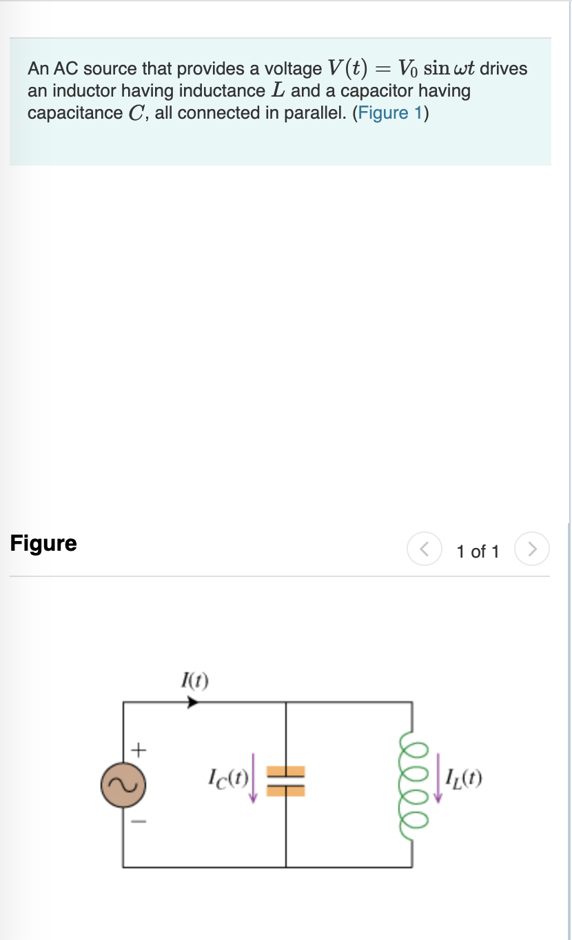 Solved An AC source that provides a voltage V(t) = Vo sin wt | Chegg.com
