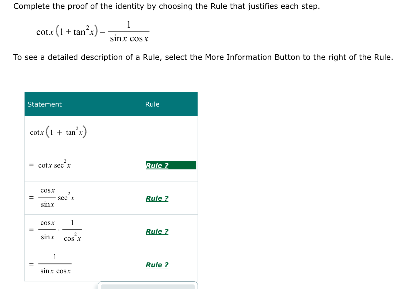 Solved Complete the proof of the identity by choosing the | Chegg.com