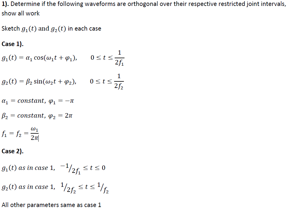 Solved 1). Determine if the following waveforms are | Chegg.com