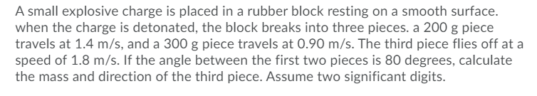 Solved A small explosive charge is placed in a rubber block | Chegg.com