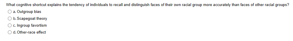 Solved What cognitive shortcut explains the tendency of | Chegg.com