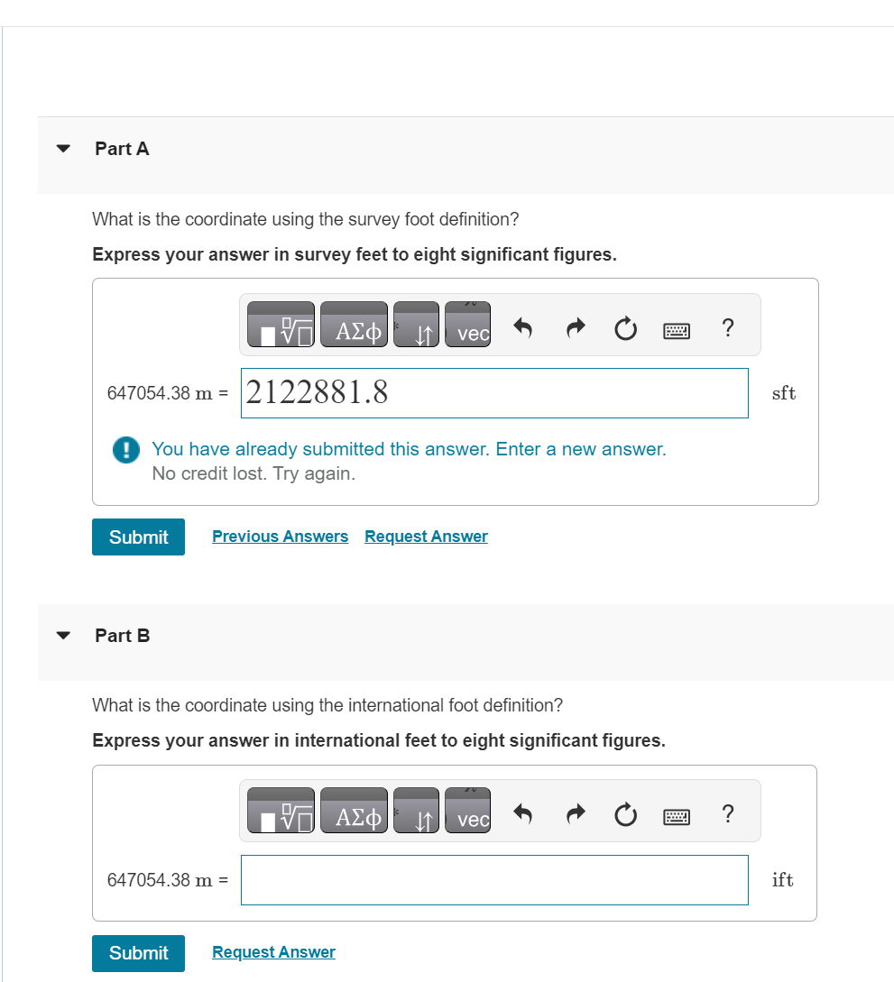 Solved What is the coordinate using the survey foot | Chegg.com