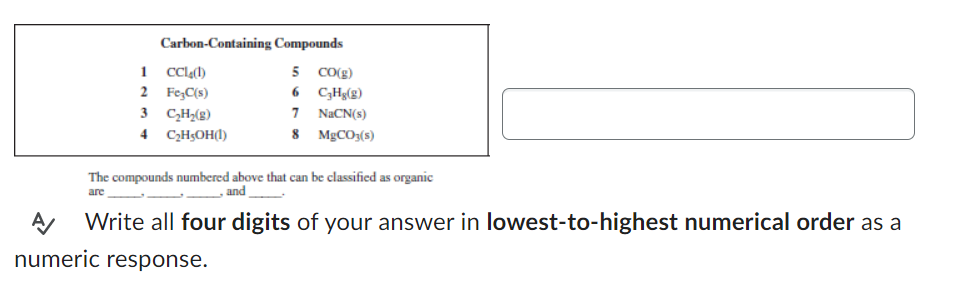 Solved carbon containing compounds. Write all four digits of | Chegg.com