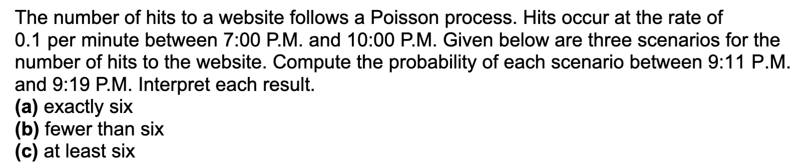 Solved The number of hits to a website follows a Poisson | Chegg.com