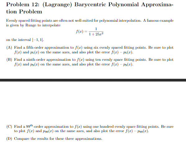 Problem 12: (Lagrange) Barycentric Polynomial | Chegg.com