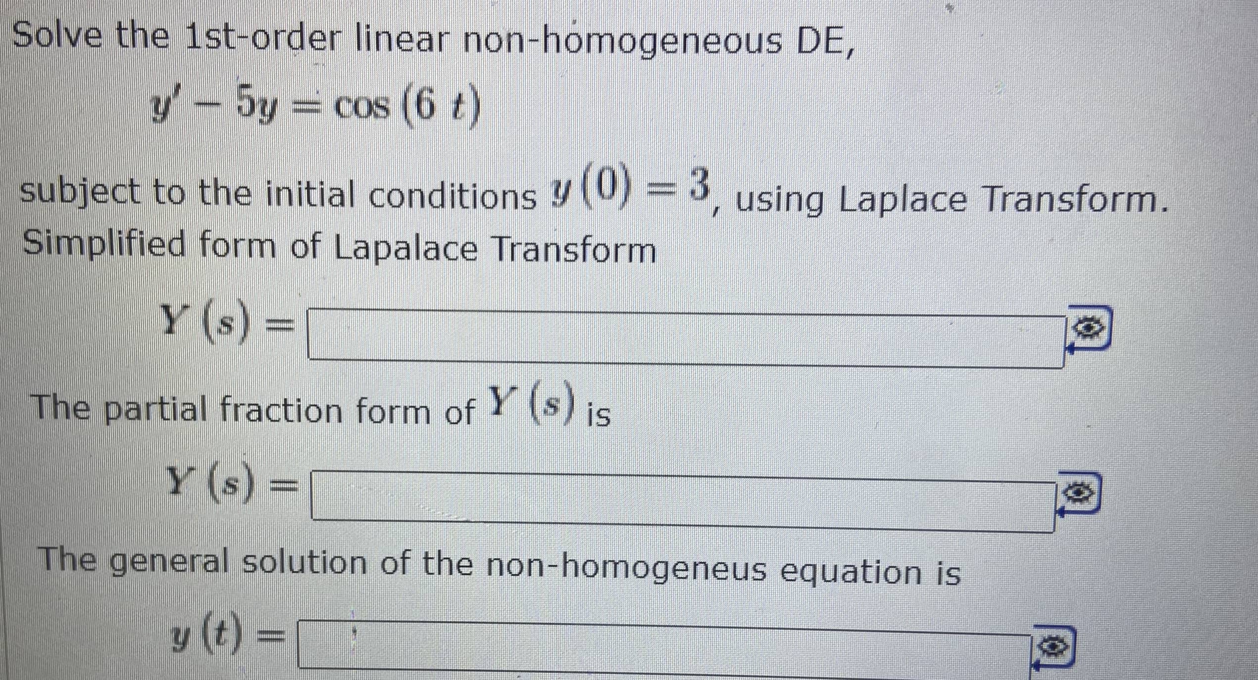 Solve the 1st-order linear non-homogeneous DE, | Chegg.com