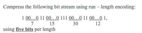 Solved Compress the following bit stream using run - length | Chegg.com