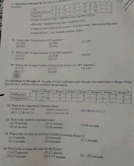 Solved estions 16 18 15 average completion time total flow | Chegg.com