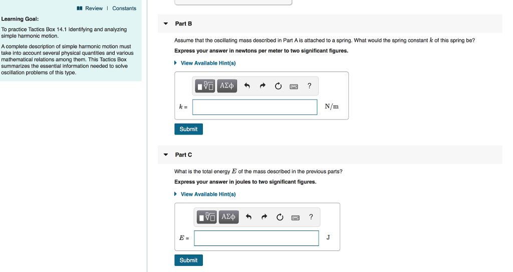 ReviewI Constants Learning Goal Part B To practice | Chegg.com