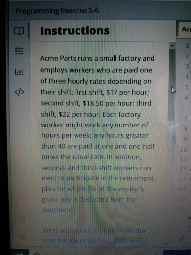 Solved Programming Exercise 5-6 Instructions Acr Acme Parts | Chegg.com