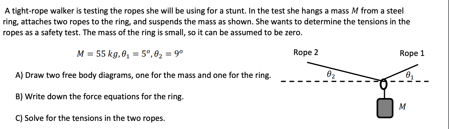 Solved A tight-rope walker is testing the ropes she will be | Chegg.com