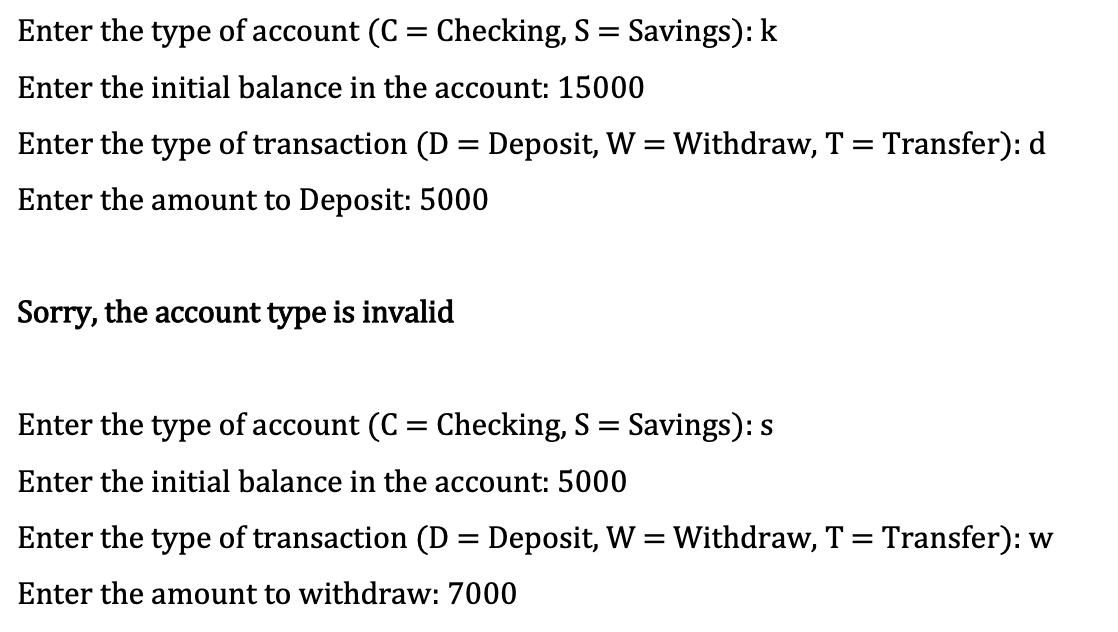 Solved 4) BankTransaction.py (40 Points) Write a program to | Chegg.com