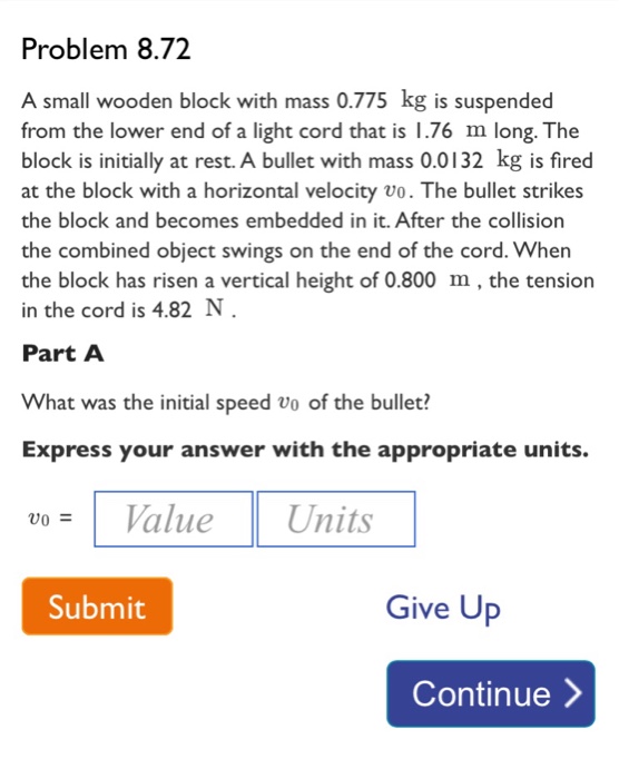 Solved A small wooden block with mass 0.775 kg is suspended | Chegg.com