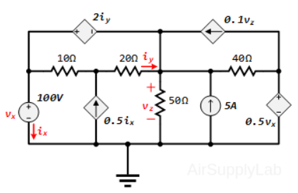 Solved by an EXPERT Determine the values of ix, ﻿iy, ﻿and Vz. ﻿Use node | Chegg.com