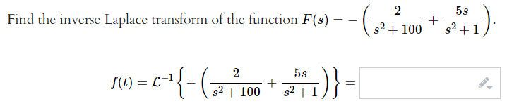 Solved Find the inverse Laplace transform of the function | Chegg.com