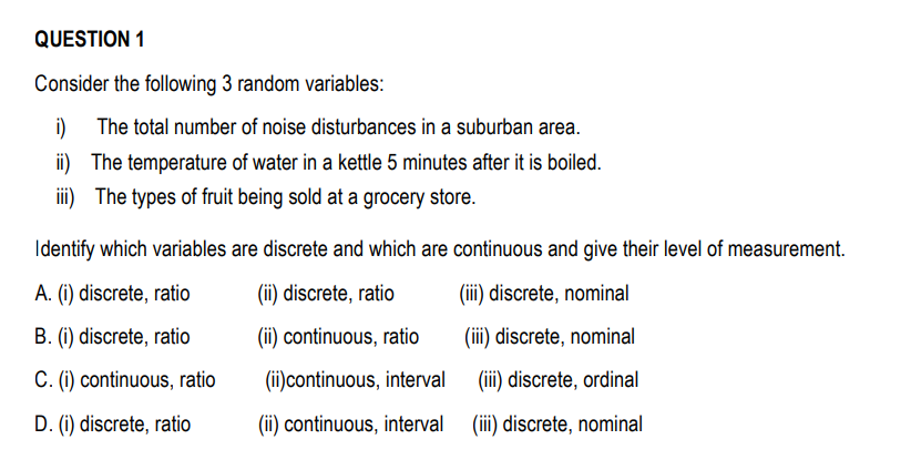 Solved QUESTION 1Consider the following 3 ﻿random | Chegg.com