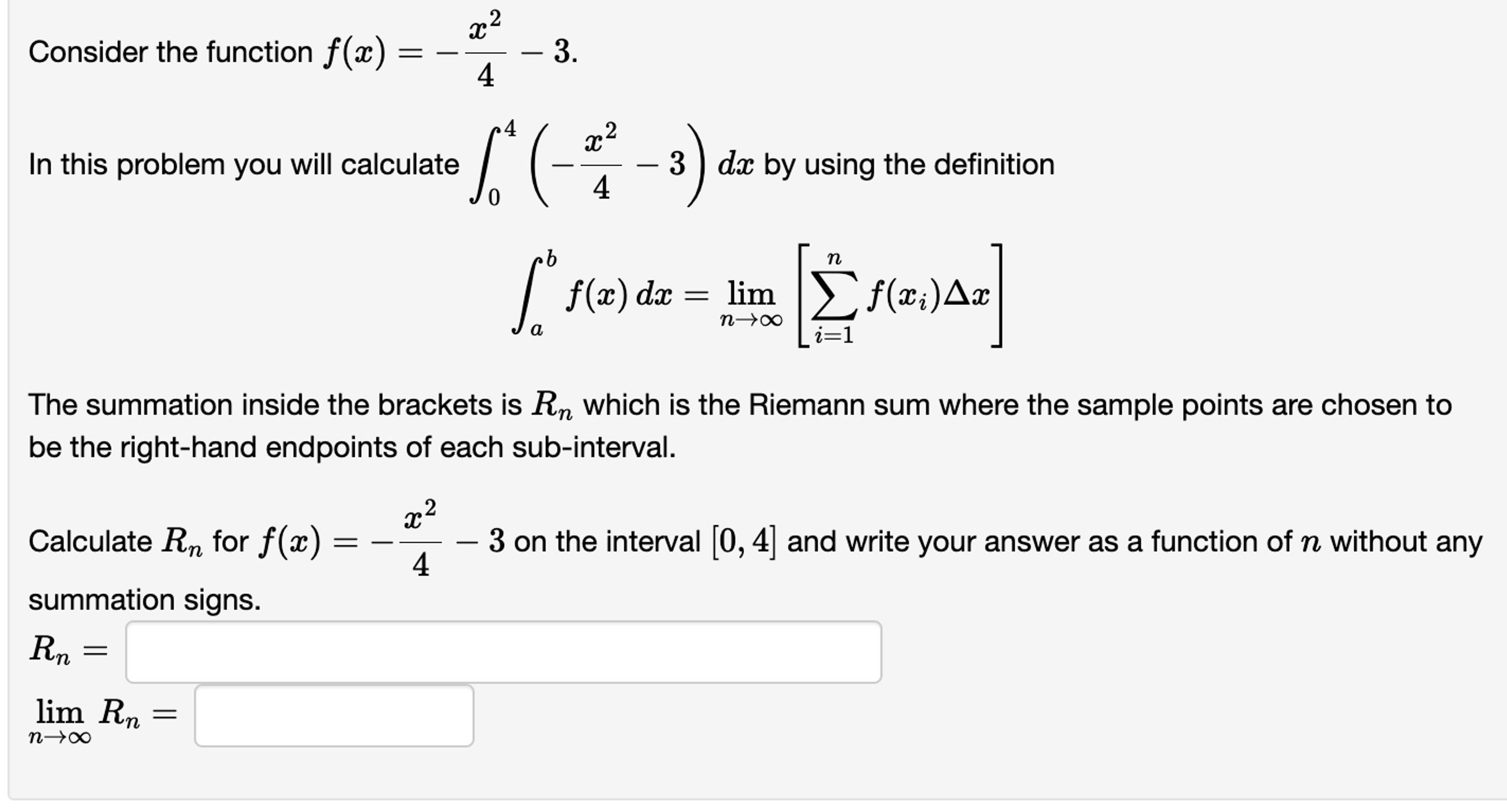 Solved Consider the function f(x)=-x24-3.In this problem you | Chegg.com