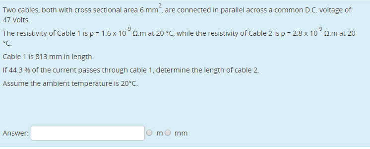 Solved Two cables, both with cross sectional area 6 mm, are | Chegg.com
