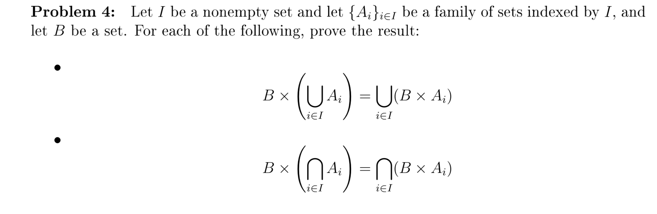 Solved Problem 4: Let I be a nonempty set and let {Aj}iel be | Chegg.com