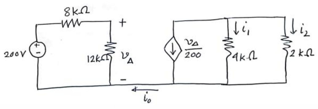 Solved For the circuit below, find: 1) i0 2) i1 3) i2 4) | Chegg.com