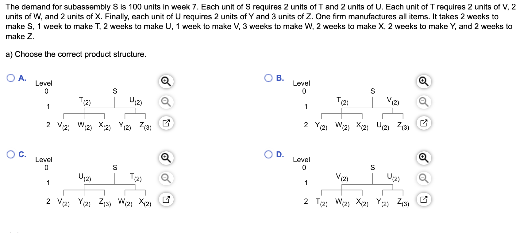 Solved The demand for subassembly S is 100 units in week 7 . | Chegg.com