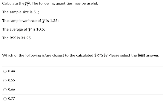 Solved Calculate the R2. The following quantities may be | Chegg.com