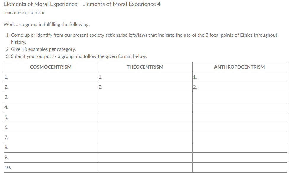 Elements of Moral Experience - Elements of Moral | Chegg.com