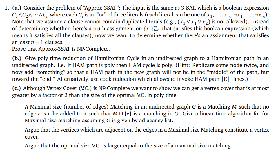 Solved 1. (a.) Consider the problem of "Approx-3SAT”: The | Chegg.com