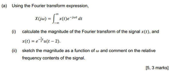 Solved (a) Using the Fourier transform expression, | Chegg.com